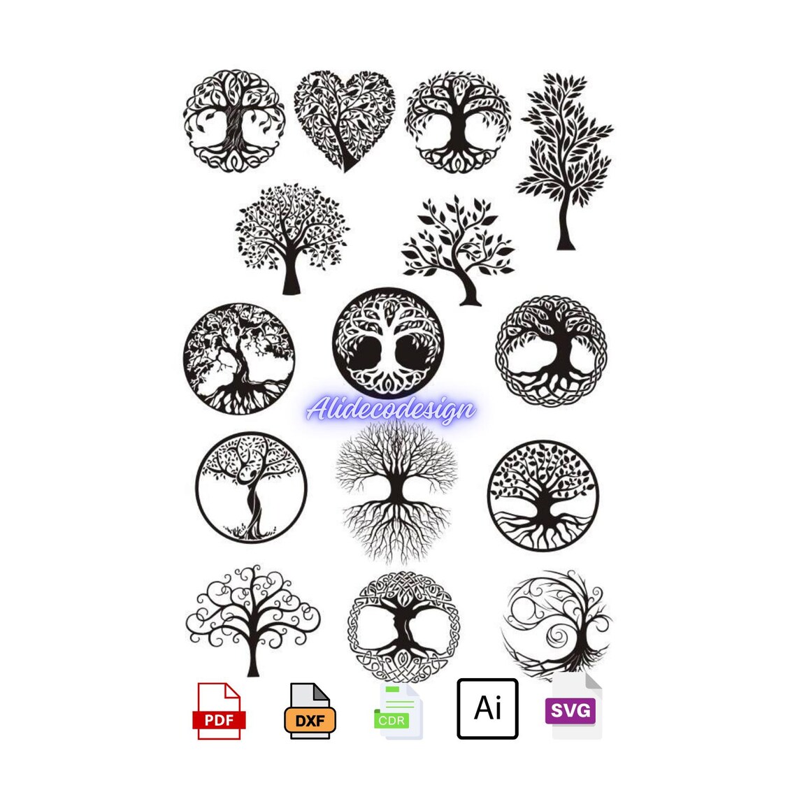 Árbol de la vida, archivos cdr de árbol decorativo, archivos dxf de ...