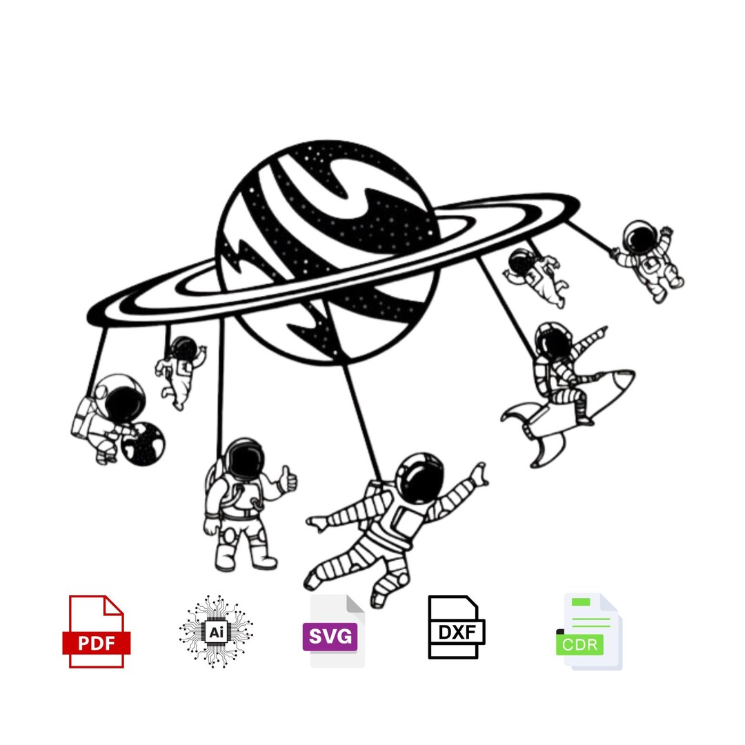 Laser Cut Astronauts Wall Decor – Space Theme (svg, Dxf, Pdf, Cdr, Ai ...