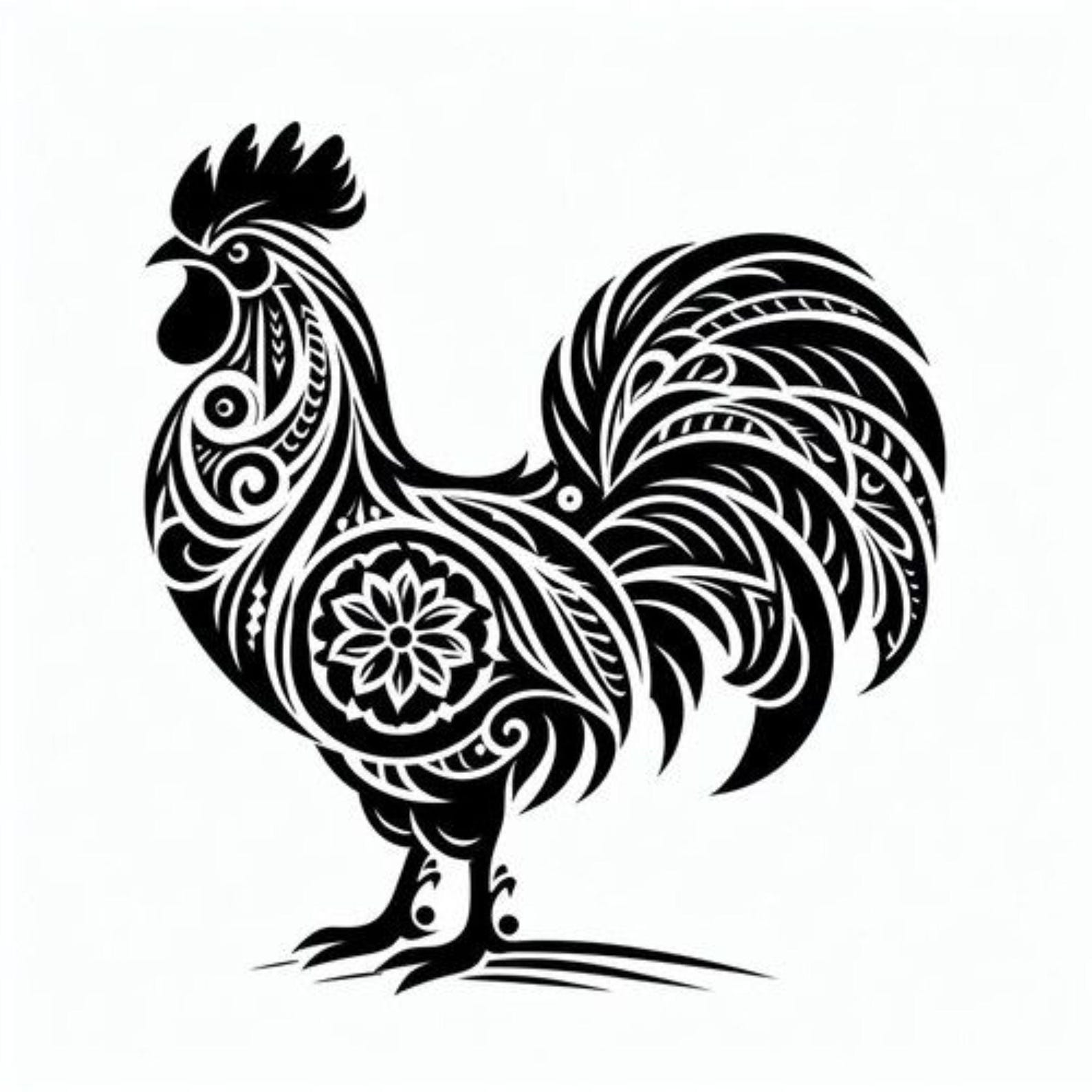 Cockerel Tattoo SVG Clipart, Vector Image (digital Download) - Etsy