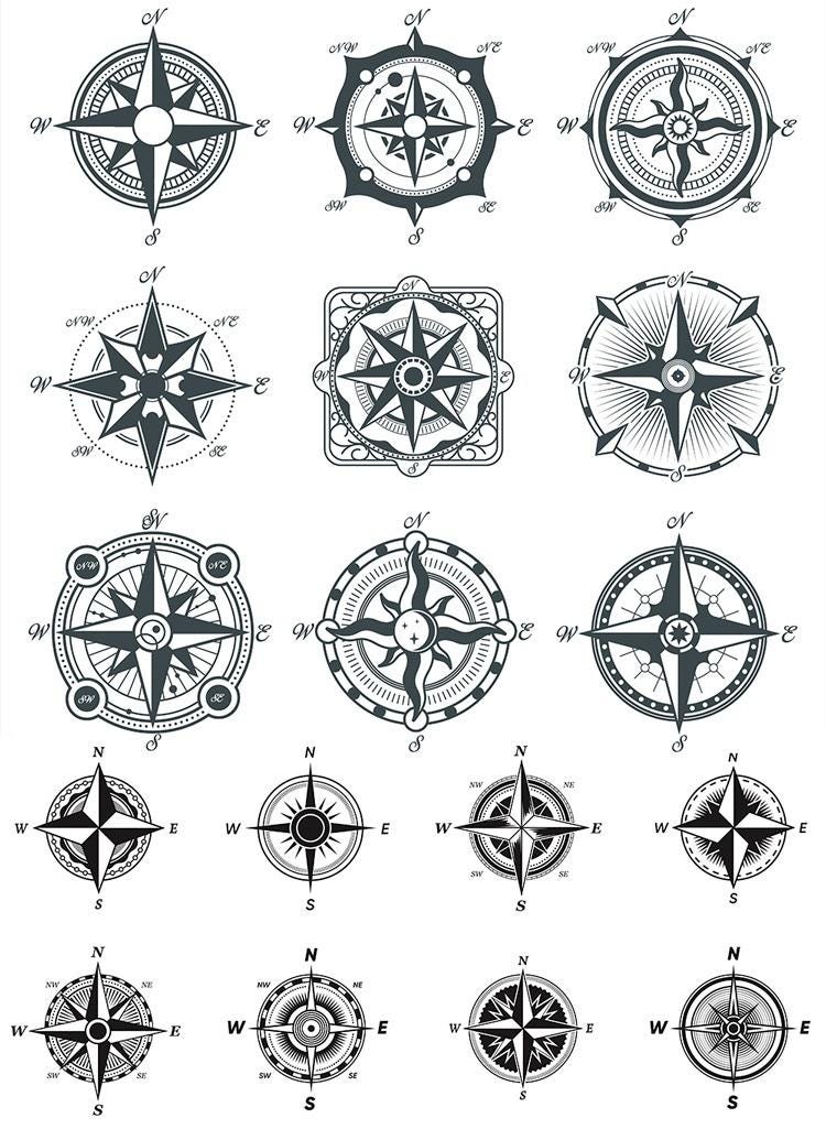 Wind Roses Compass Rose Set 17 Piece Dxf-cdr-pdf-svg-png File-ready for ...