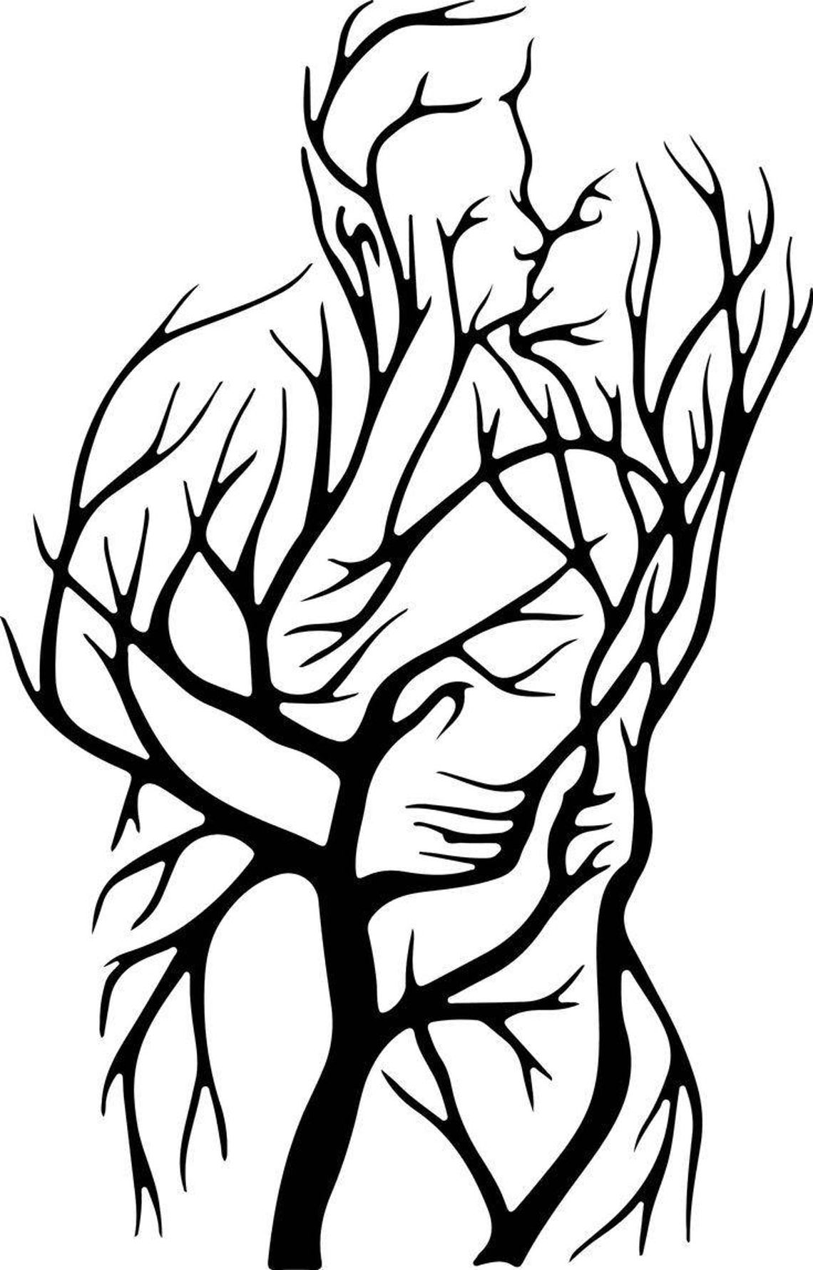 Tree of Love SVG: Laser Cut Tattoo Clipart, T-shirt Design (digital ...
