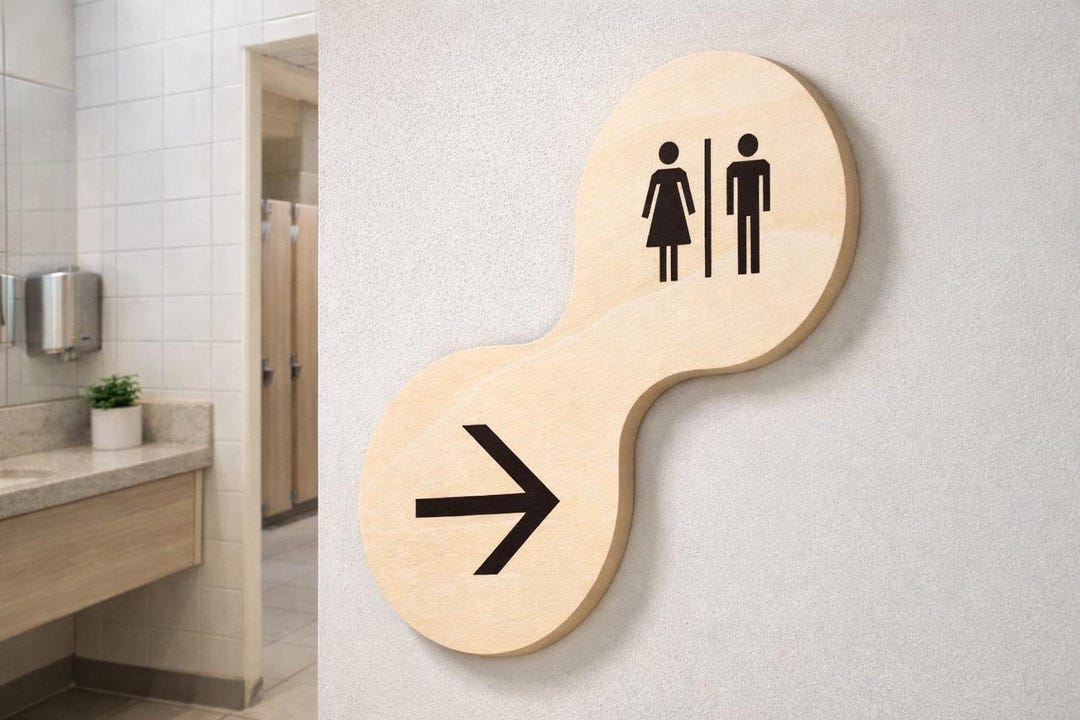 Laser Cut Circular Wooden Restroom WC Sign DXF (digital Download ...
