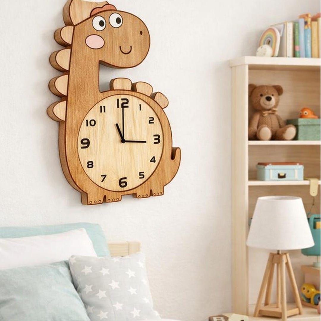Dinosaur Wall Clock CDR, Dxf Laser Cut for Children (digital Download ...