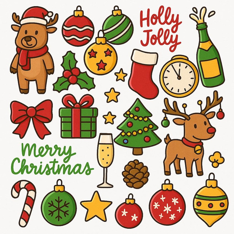 Christmas Clipart Bundle 20 - Holiday Png Jpg Svg Eps Pdf - Christmas ...