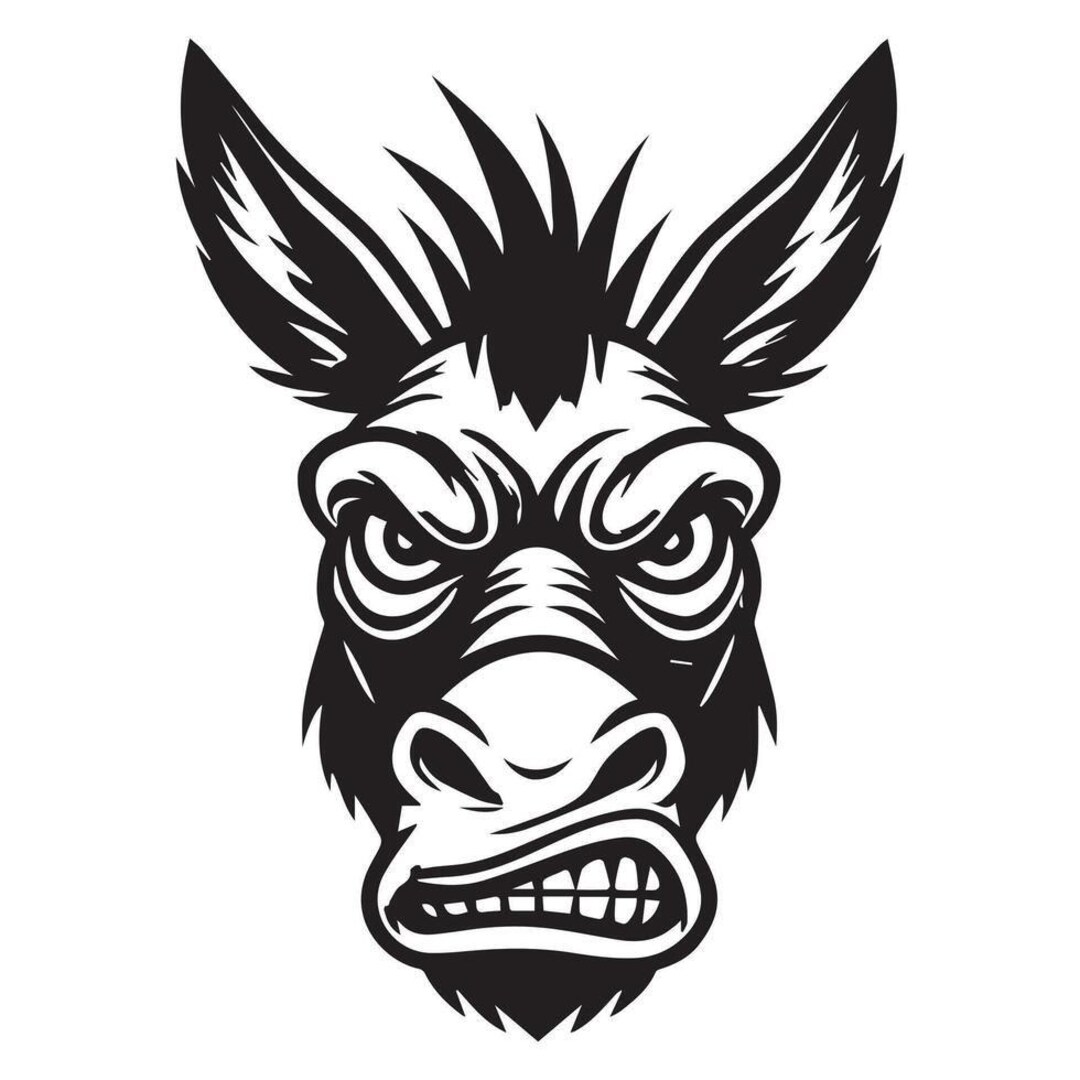 Angry Donkey Face SVG Tattoo Clipart, for Gift Vector Image, Wall Decor ...
