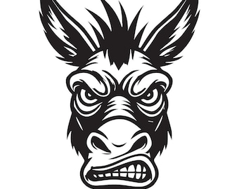Angry Donkey Face SVG Clipart, Tattoo Vector Image (digital Download ...