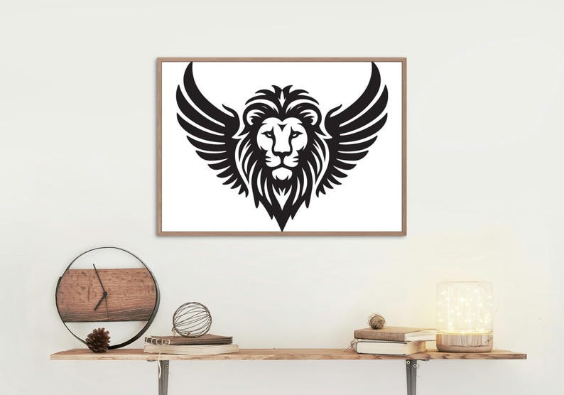 Winged Lion Head Cut File, CNC Plasma Laser, Metal Wall Decor (digital ...