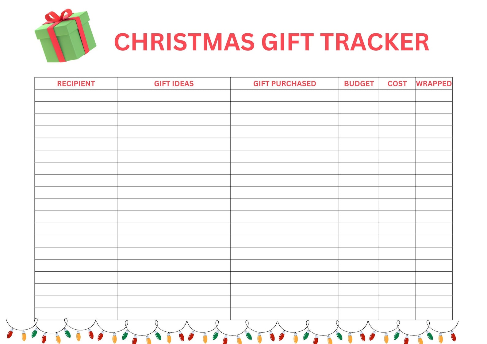 Holiday Gift Tracker, Christmas Gift Tracker, Gift List, Christmas ...