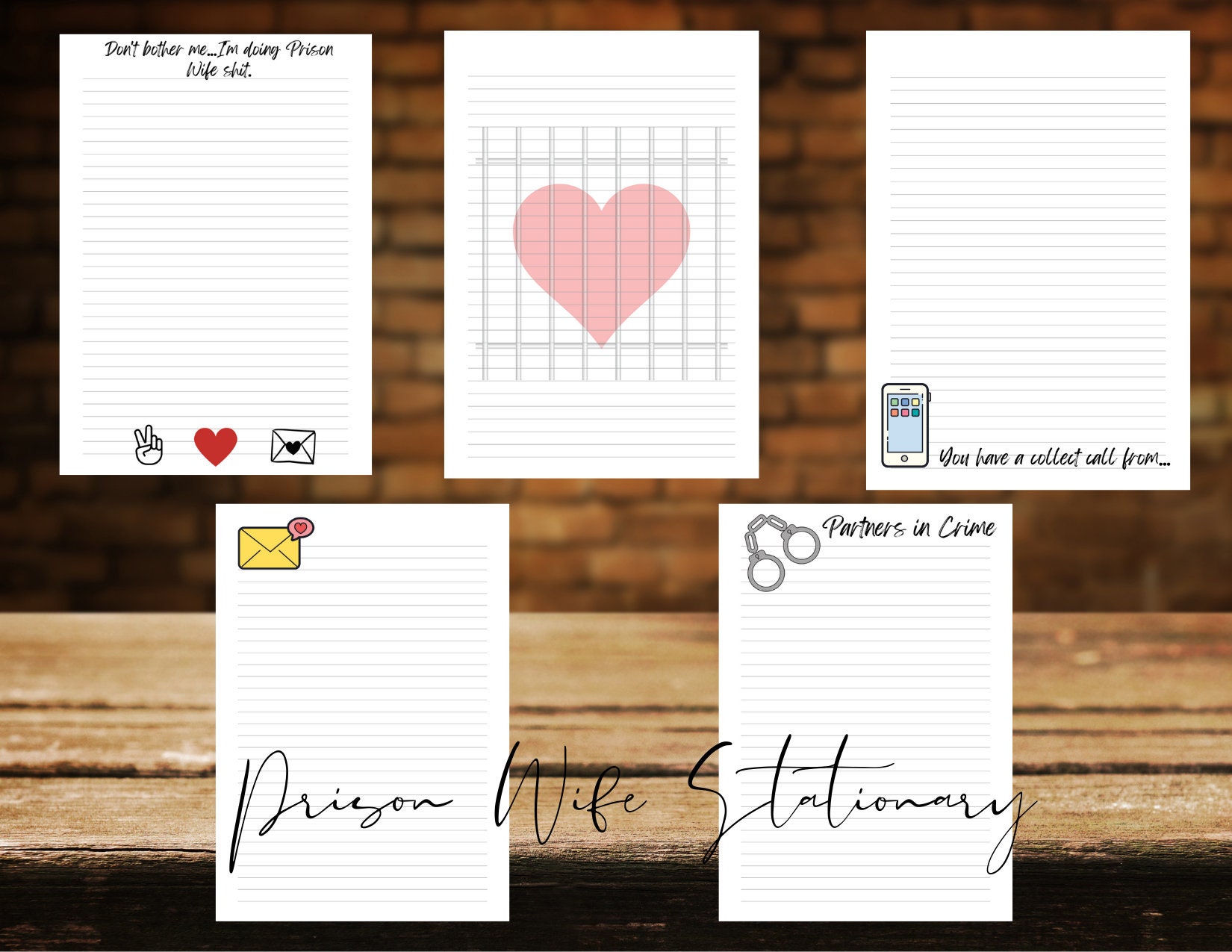 Prison Wife - Lined Stationary Pages - Etsy