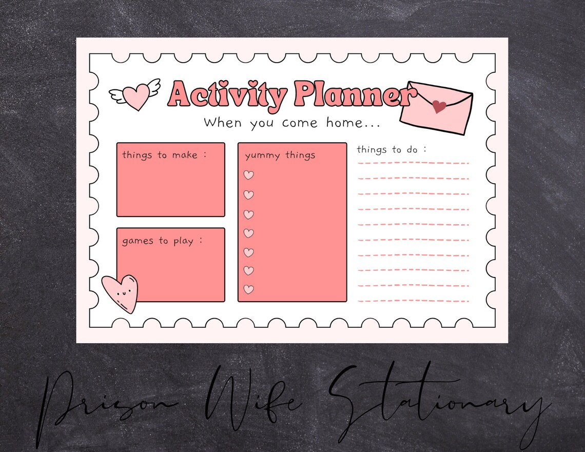 Couples Activity Planner - Prison Wife - Prison Girlfriend - Etsy