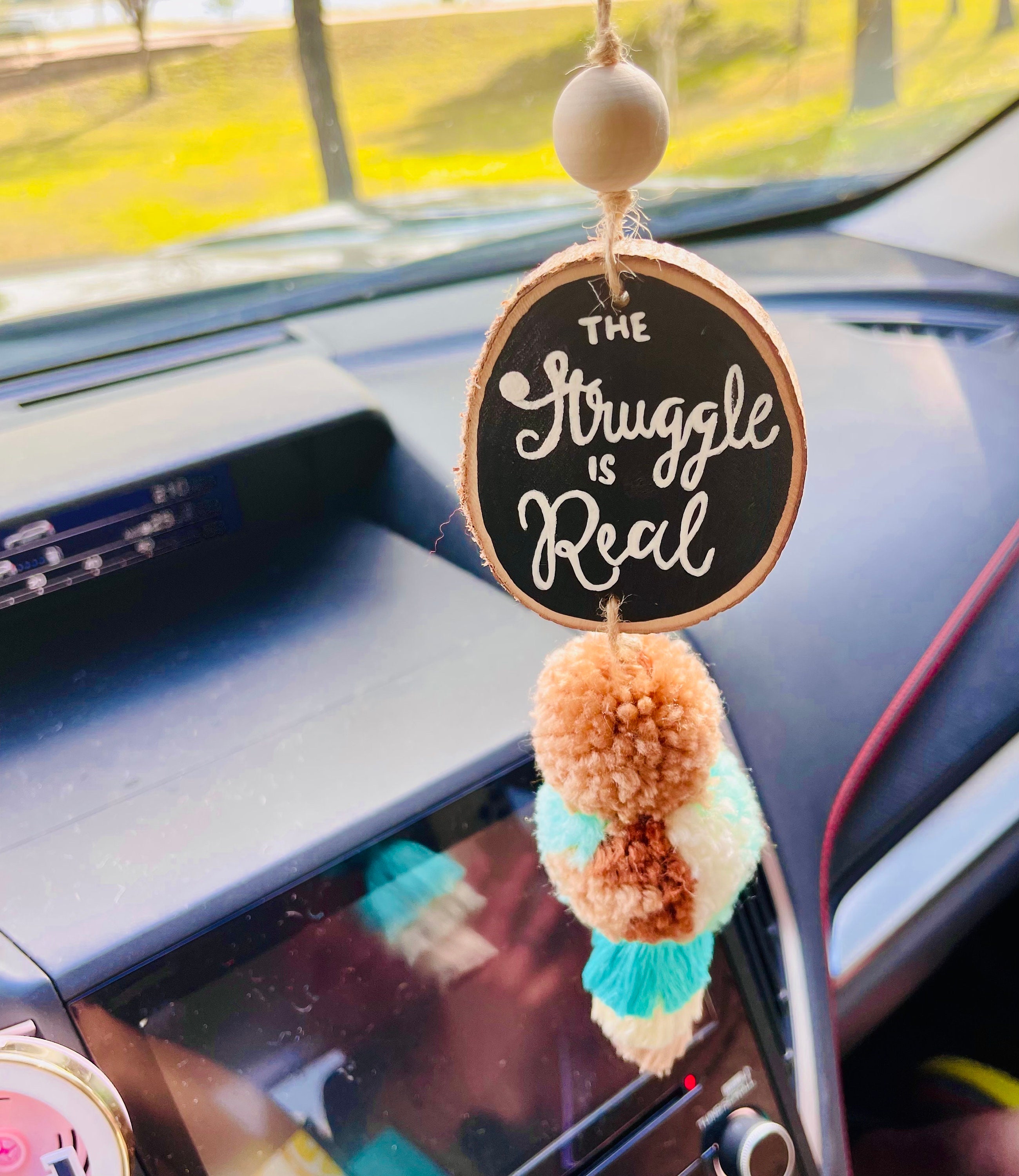 The Struggle is Real, but so is Jesus Car Charm | Cute Pom Pom & Tassel ...