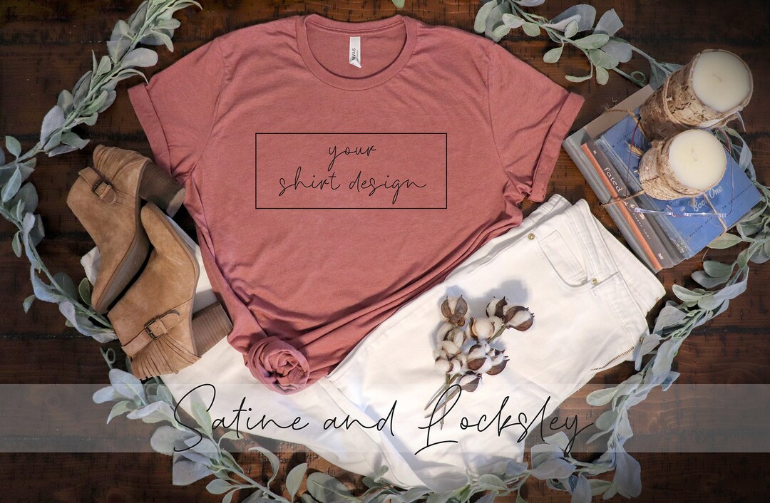 T-shirt Mock up | Bella Canvas 3001 Mockup | Heather Muave T-shirt ...