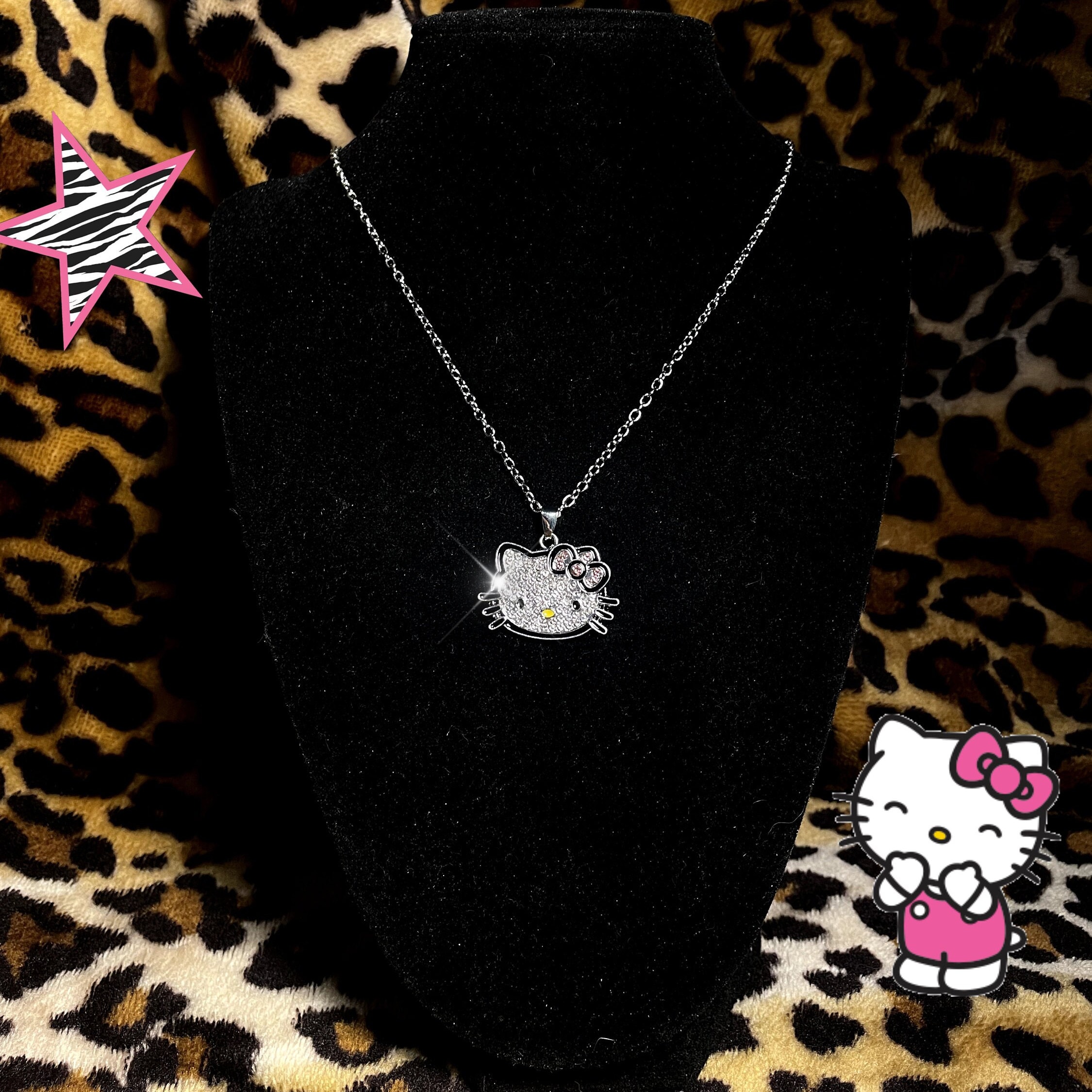 Hello Kitty Bling Necklace, Rhinestones, Y2k, Mcbling, Early 2000s, - Etsy