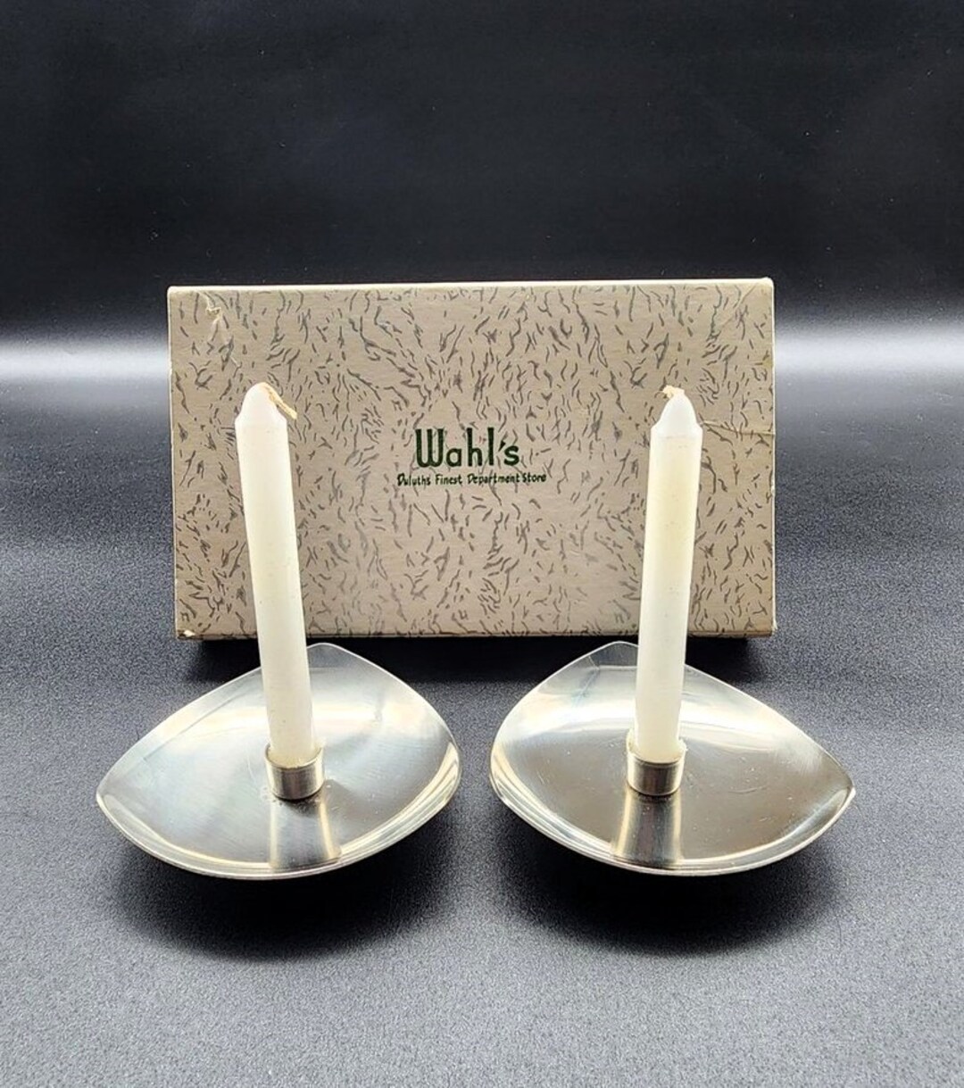 Vintage Mid Century Modern Danish Small Stainless Candle Holders ...