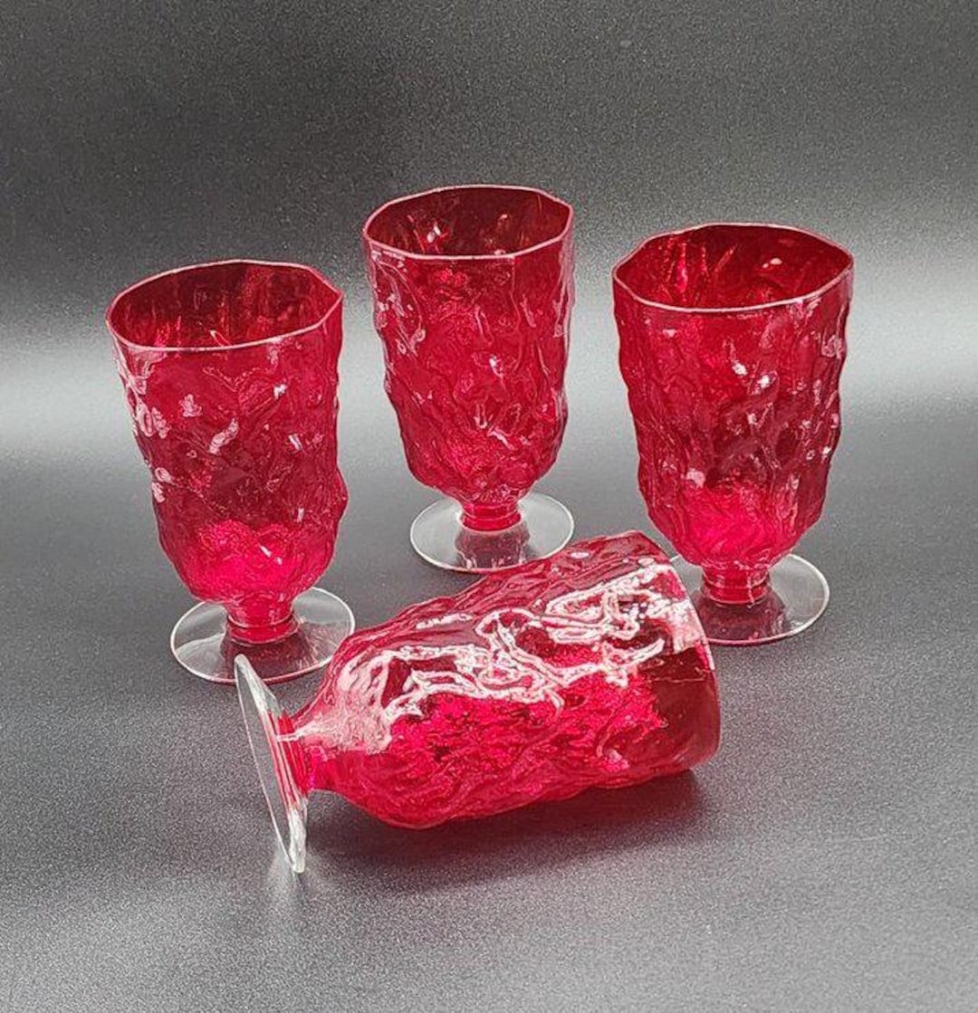 Vintage Morgantown Ruby Red Crinkle Glass Tumblers (set of 4) - Etsy