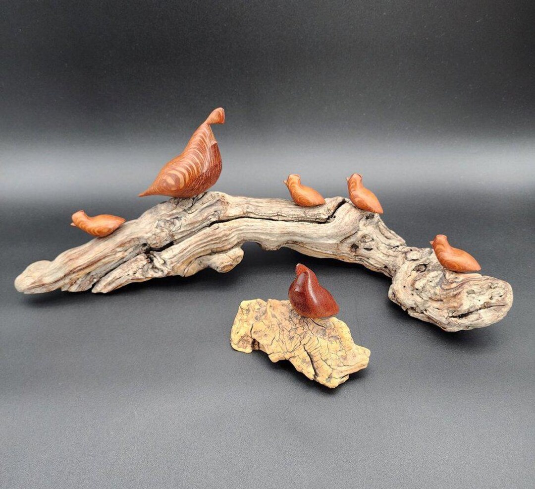 Mid Century Modern Original Wood Bird Quail Carving by Bill Neely (set ...