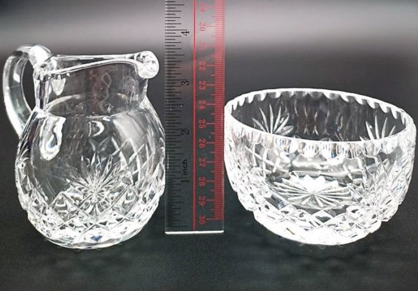 Vintage Crystal Sugar Bowl and Cremer Set Handmade and Hand Cut Watford ...