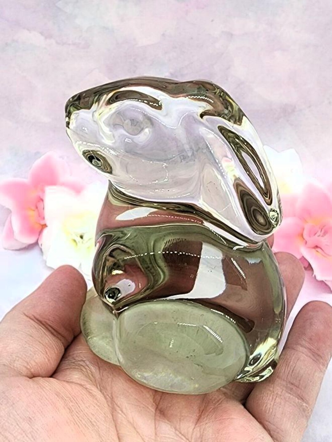 Vintage Clear Glass Bunny Rabbit Paperweight: Easter Decor Collectible ...