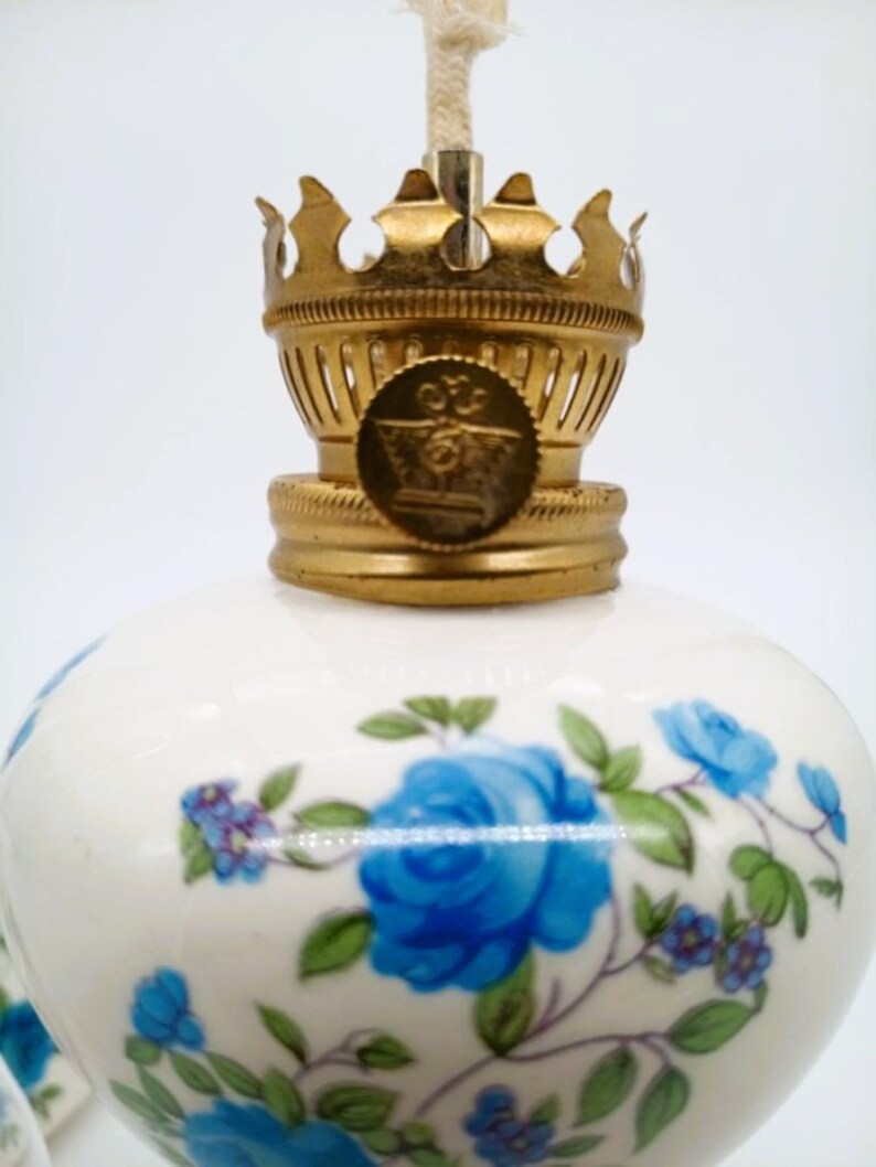 Vintage Enesco Miniature Hurricane Oil Lamp With Blue Floral - Etsy