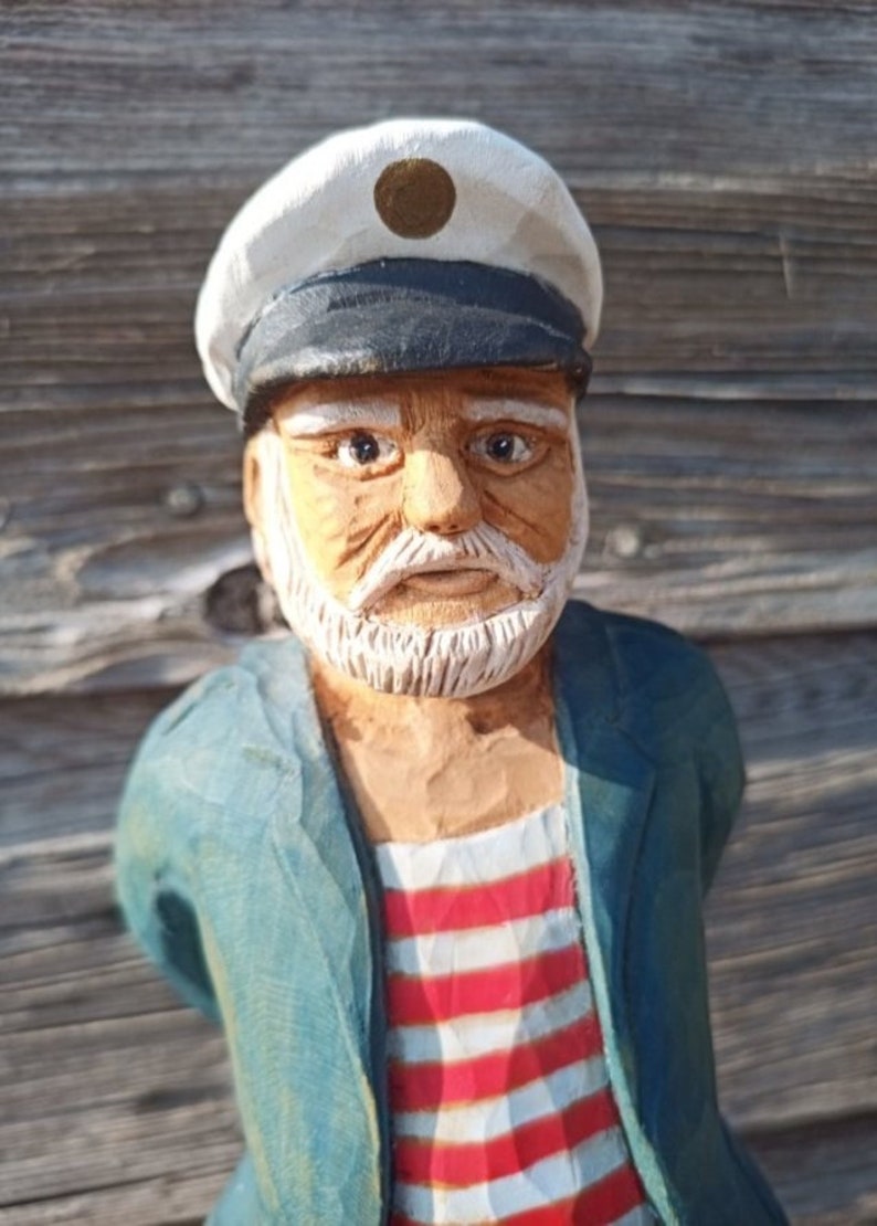 Vintage Hand Carved Wooden Sea Captain Nautical Themed Decor - Etsy