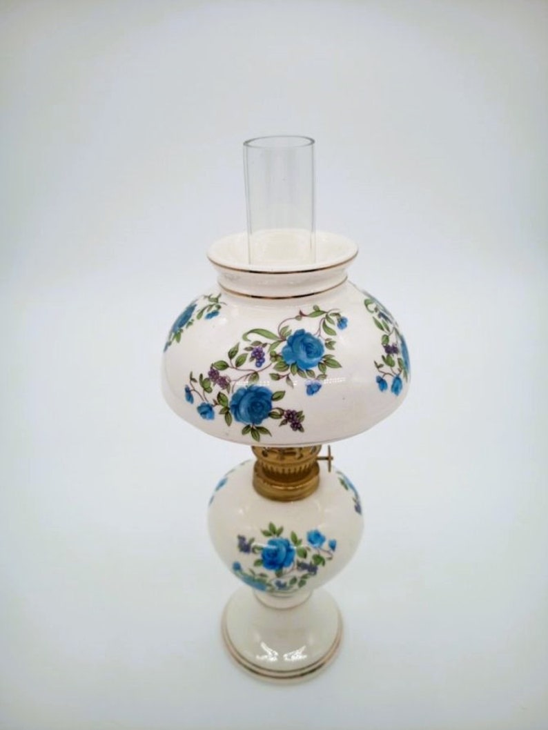 Vintage Enesco Miniature Hurricane Oil Lamp With Blue Floral - Etsy