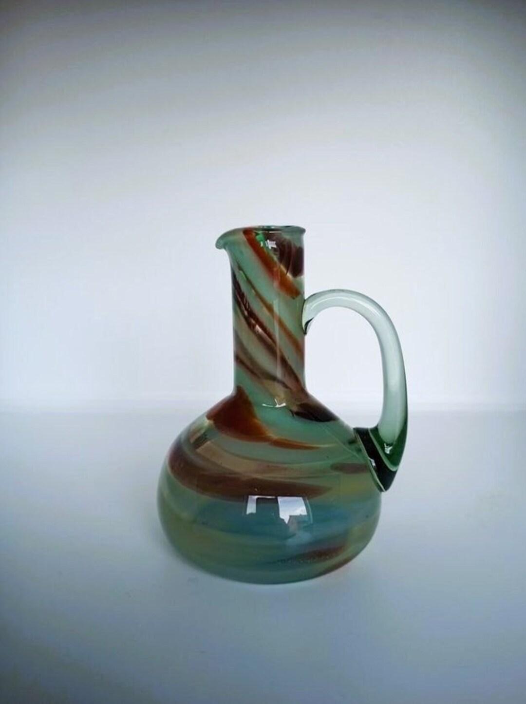 Small Vintage Hand Blown Swirled Multi Color Cruet Pitcher/vase ...