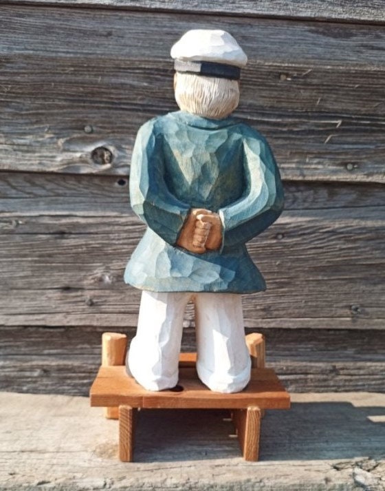 Vintage Hand Carved Wooden Sea Captain Nautical Themed Decor - Etsy