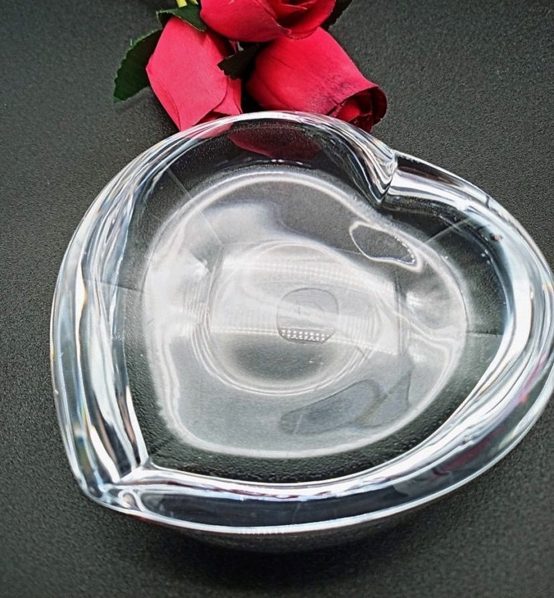 Vintage Heart Paperweight Swedish Glass Crystal Puff Heart Shape ...