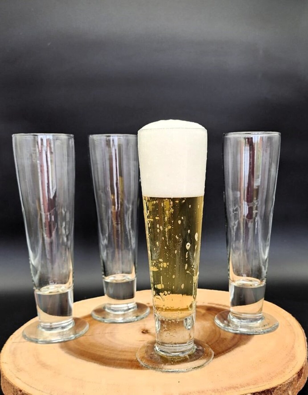 Libbey Catalina Footed Pilsner Beer Glasses Set of 4, Cocktail Glasses ...
