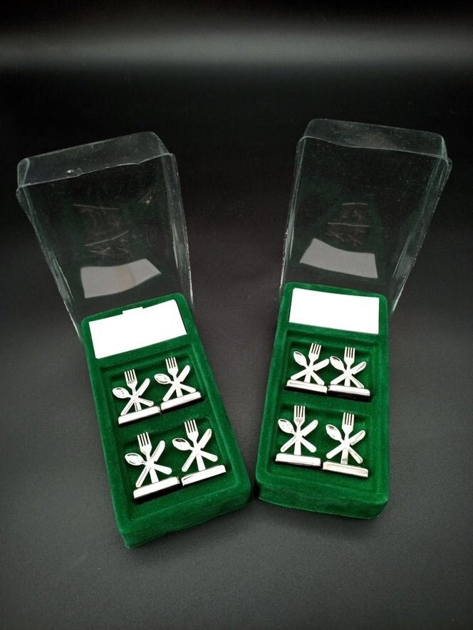 Set of 8 Vintage Silver-plated Tableau Place Card Holders Dinner Tabel ...