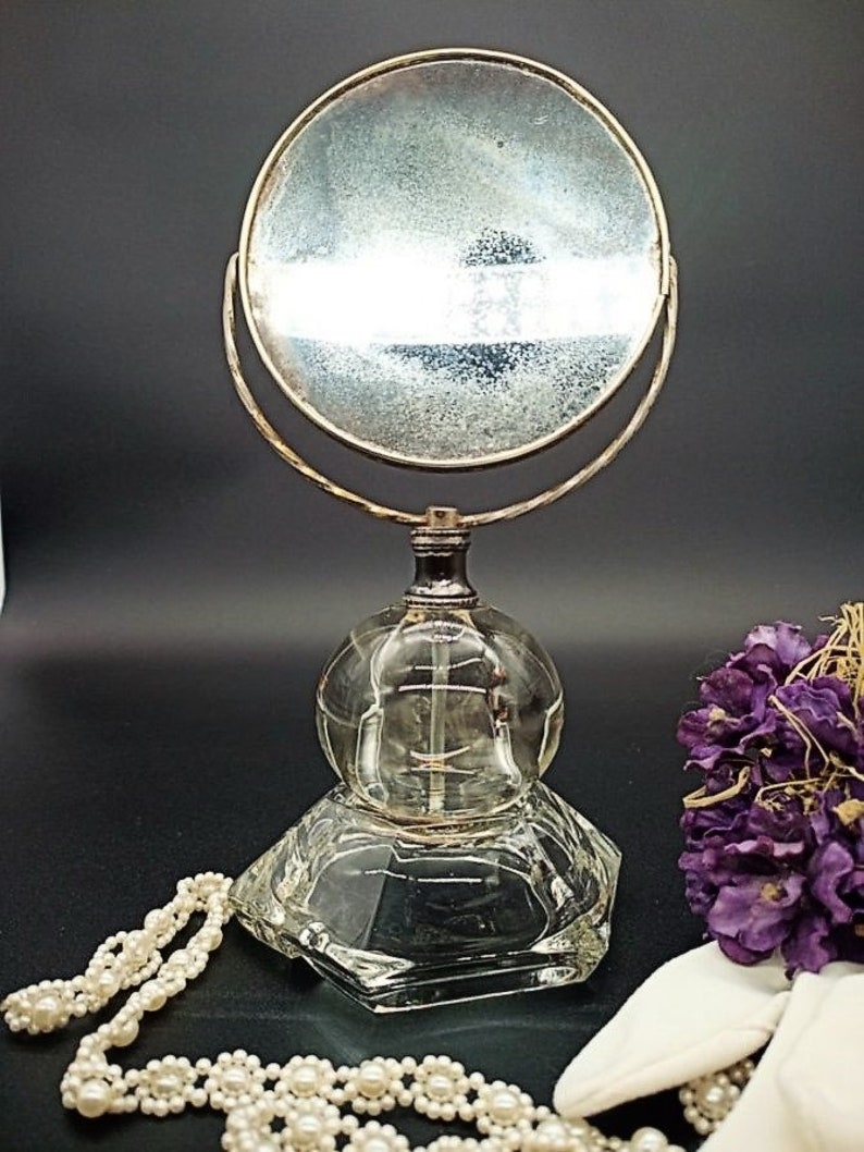 Old Vintage Make up Mirror With Glass Stand, Cottage Decor, Antique ...