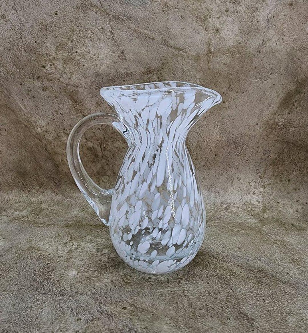 Vintage Rainbow Glass Spatter Pitcher: Hand Blown Art Glass Vase - Etsy