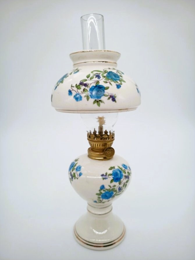 Vintage Enesco Miniature Hurricane Oil Lamp With Blue Floral - Etsy