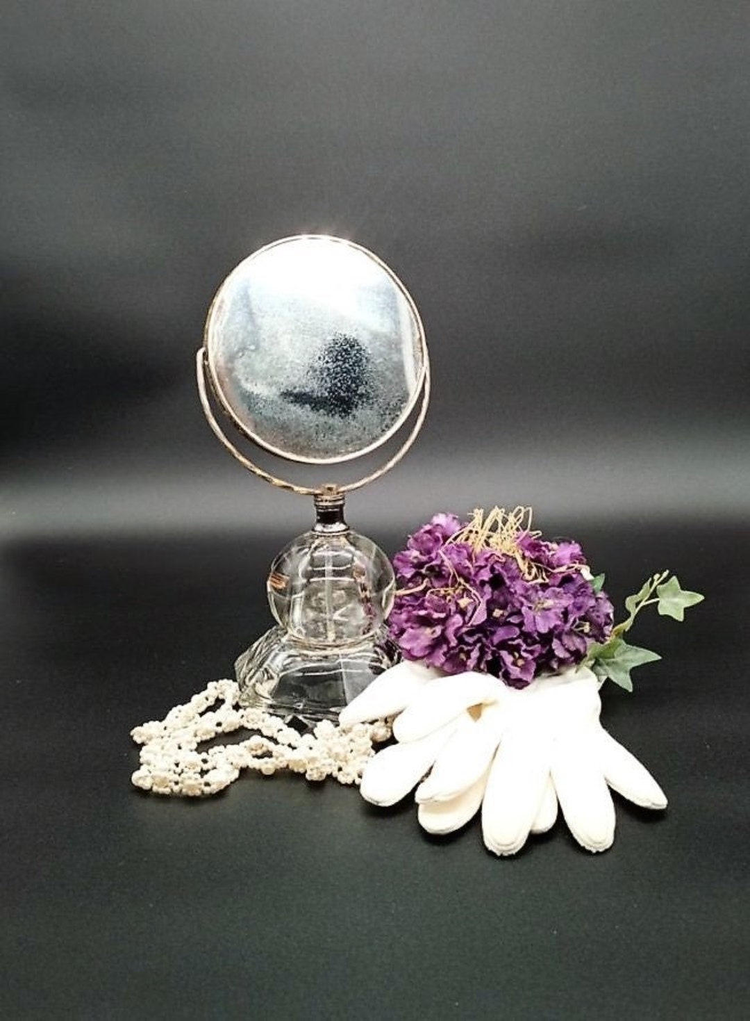 Old Vintage Make up Mirror With Glass Stand, Cottage Decor, Antique ...