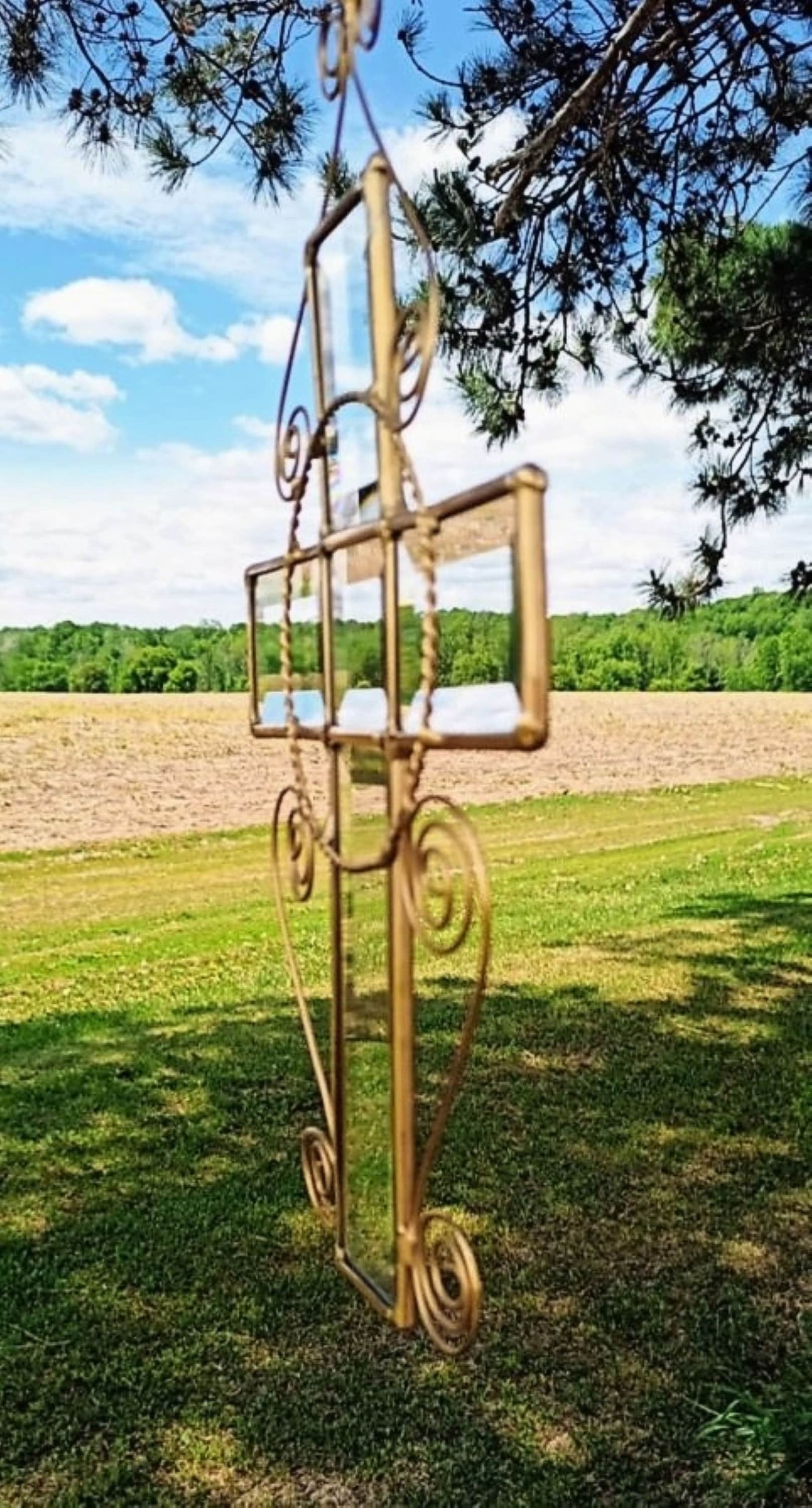 Large Cross Suncatcher Beveled Glass Window Decor Porch - Etsy