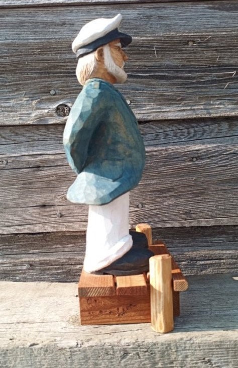 Vintage Hand Carved Wooden Sea Captain Nautical Themed Decor - Etsy