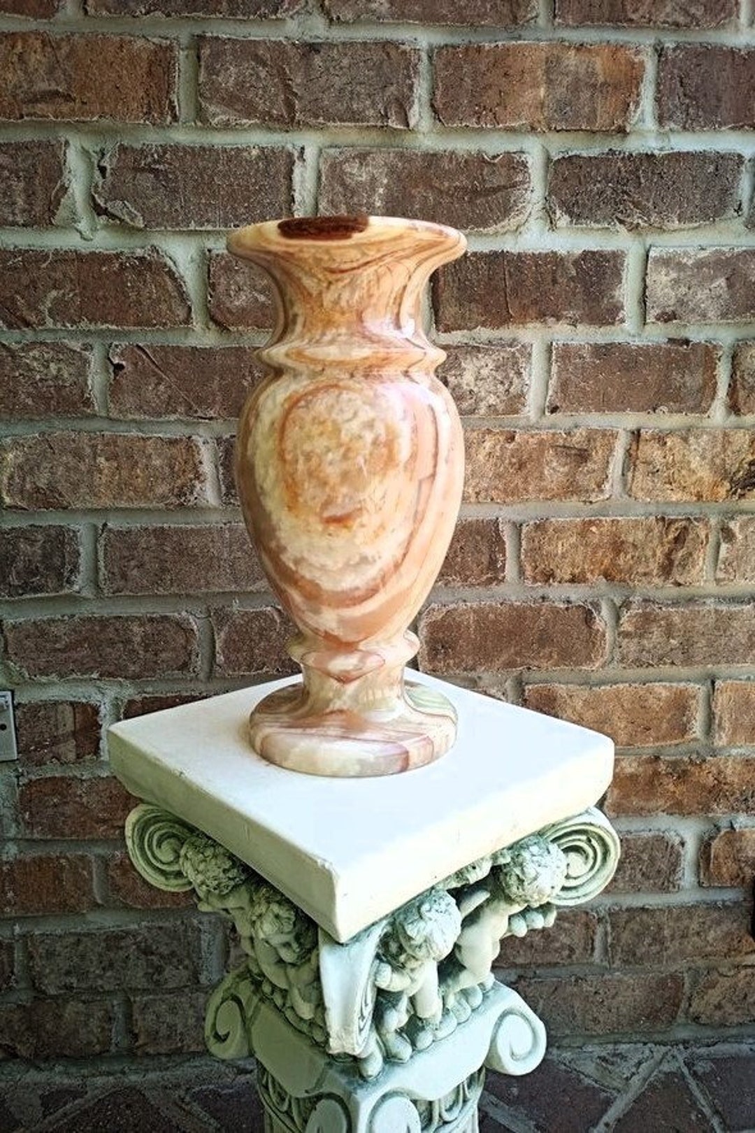Large Onyx Natural Stone Vase Hand Crafted in Pakistan. 12 Decorative ...