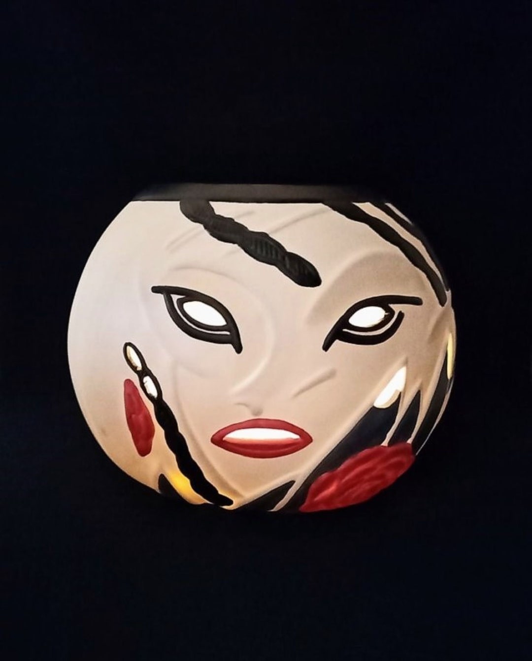 Vintage Partylite Ceramic Face Candleholder: Harlequin Halloween Decor ...