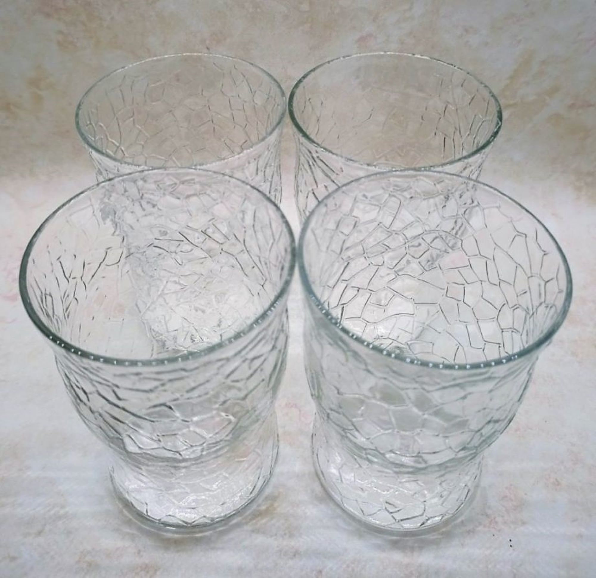 Jack Forst Pattern Clear Crackle Juice Glasseswater Glasses 4 Tumblers Federal Glass Drinking