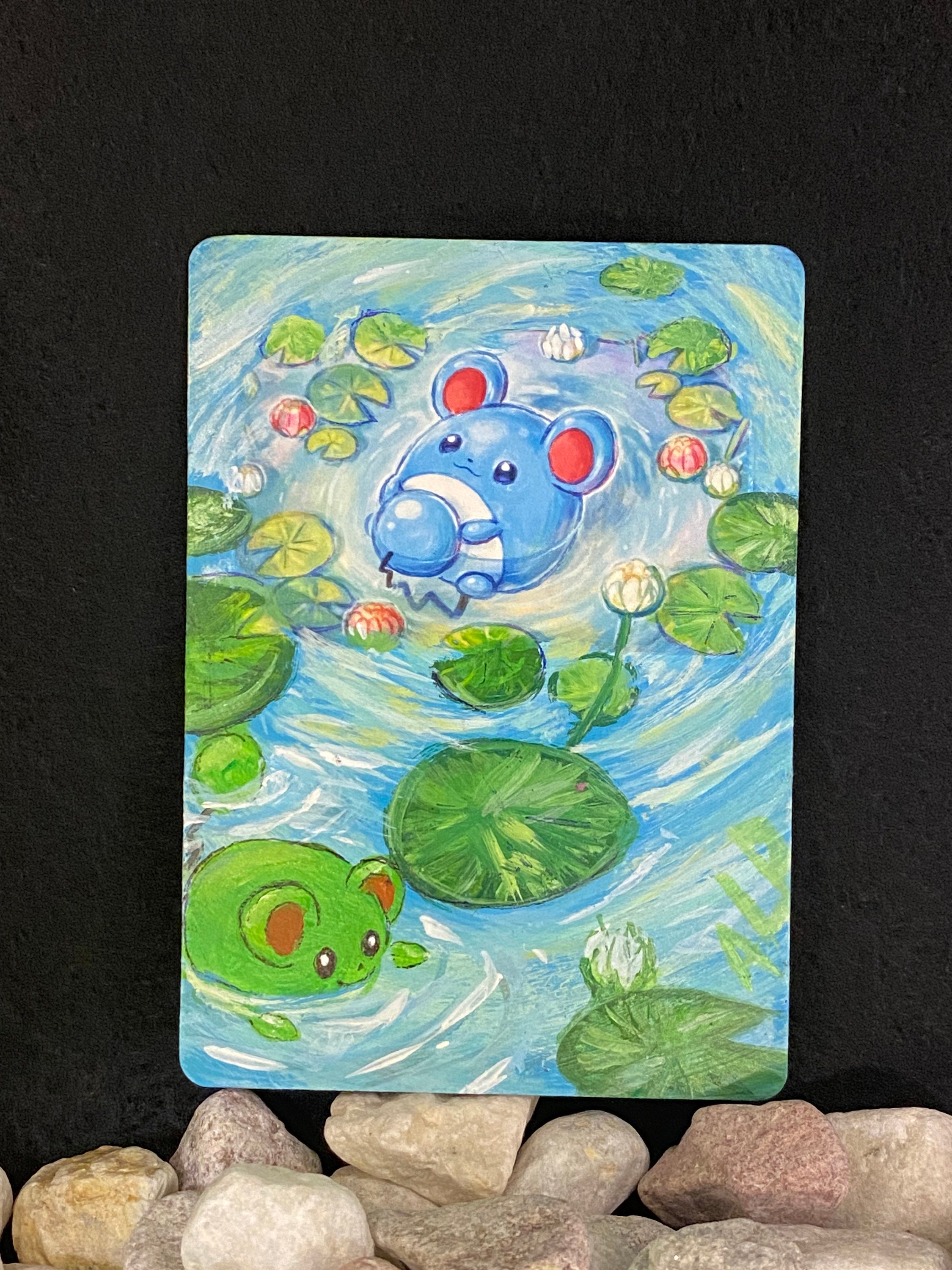 Hand Painted Marill Pokemon Card - Etsy