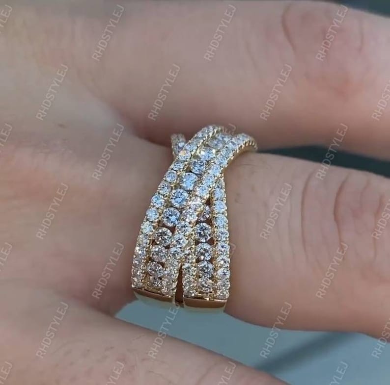 Crossover Moissanite Ring Criss Cross Wedding Band Crossover - Etsy