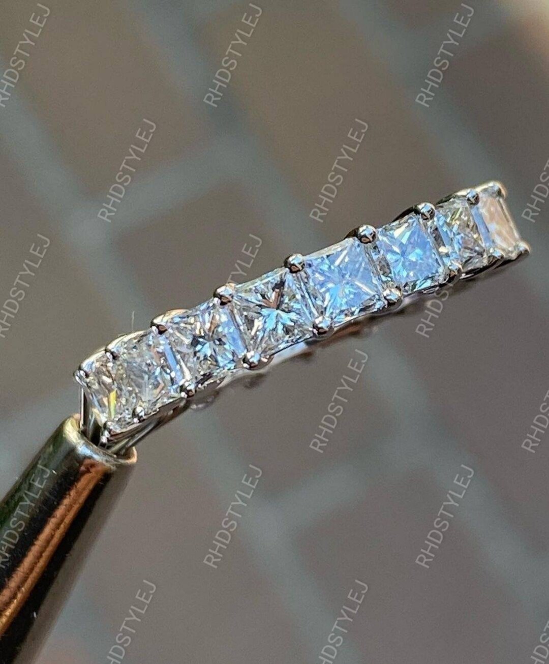 Princess Cut Full Eternity Band, Moissanite Princess Cut Wedding Band ...