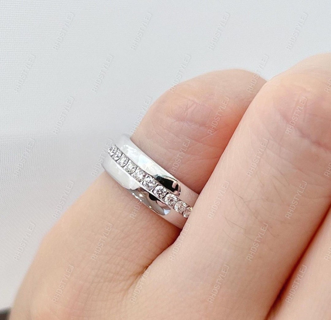 Moissanite Mens Wedding Band, Anniversary Rings for Men, Promise Ring ...