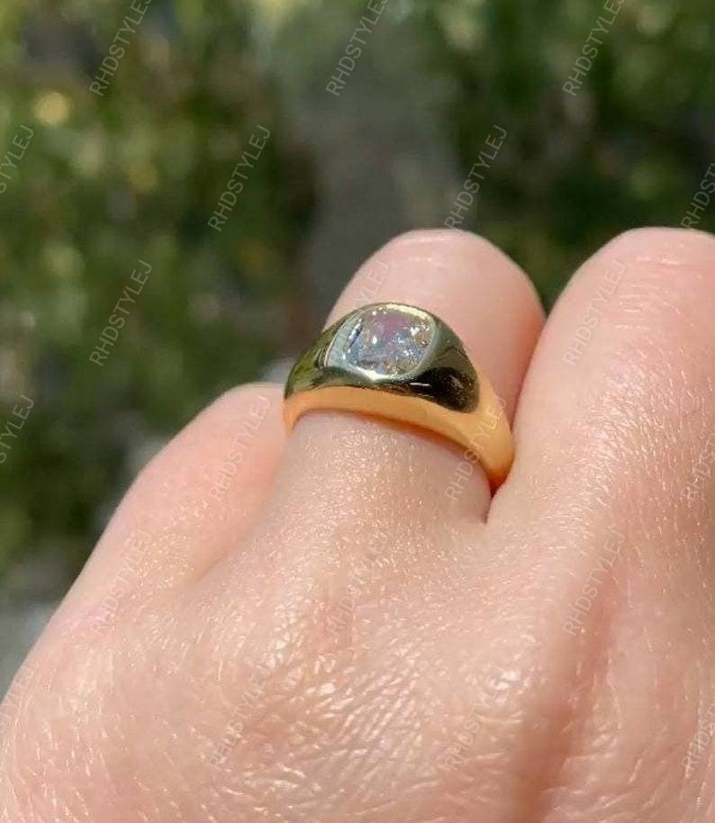 Diamond Signet Ring, Pinky Signet Ring, 925 Silver Statement Rings for ...
