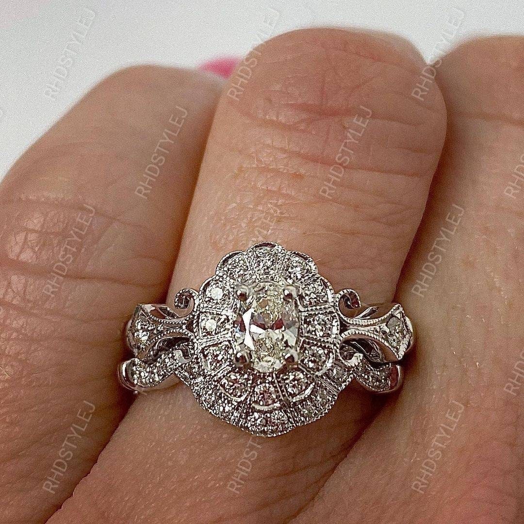 Vintage Bridal Ring Set, Art Deco Wedding Ring Set for Women, Unique ...