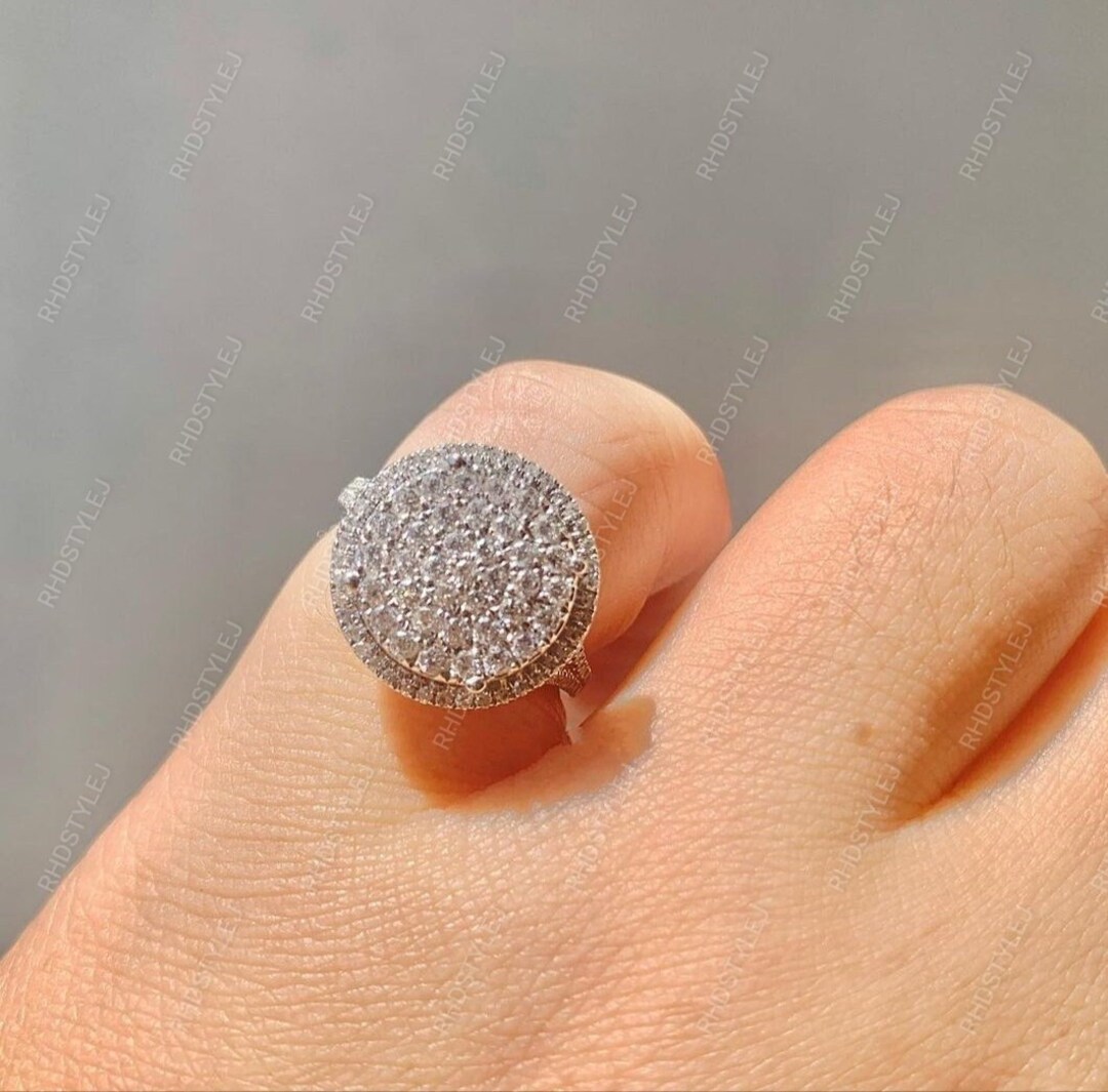 Micro Pave Cluster Ring, Moissanite Diamond Cluster Ring, Silver & Gold ...