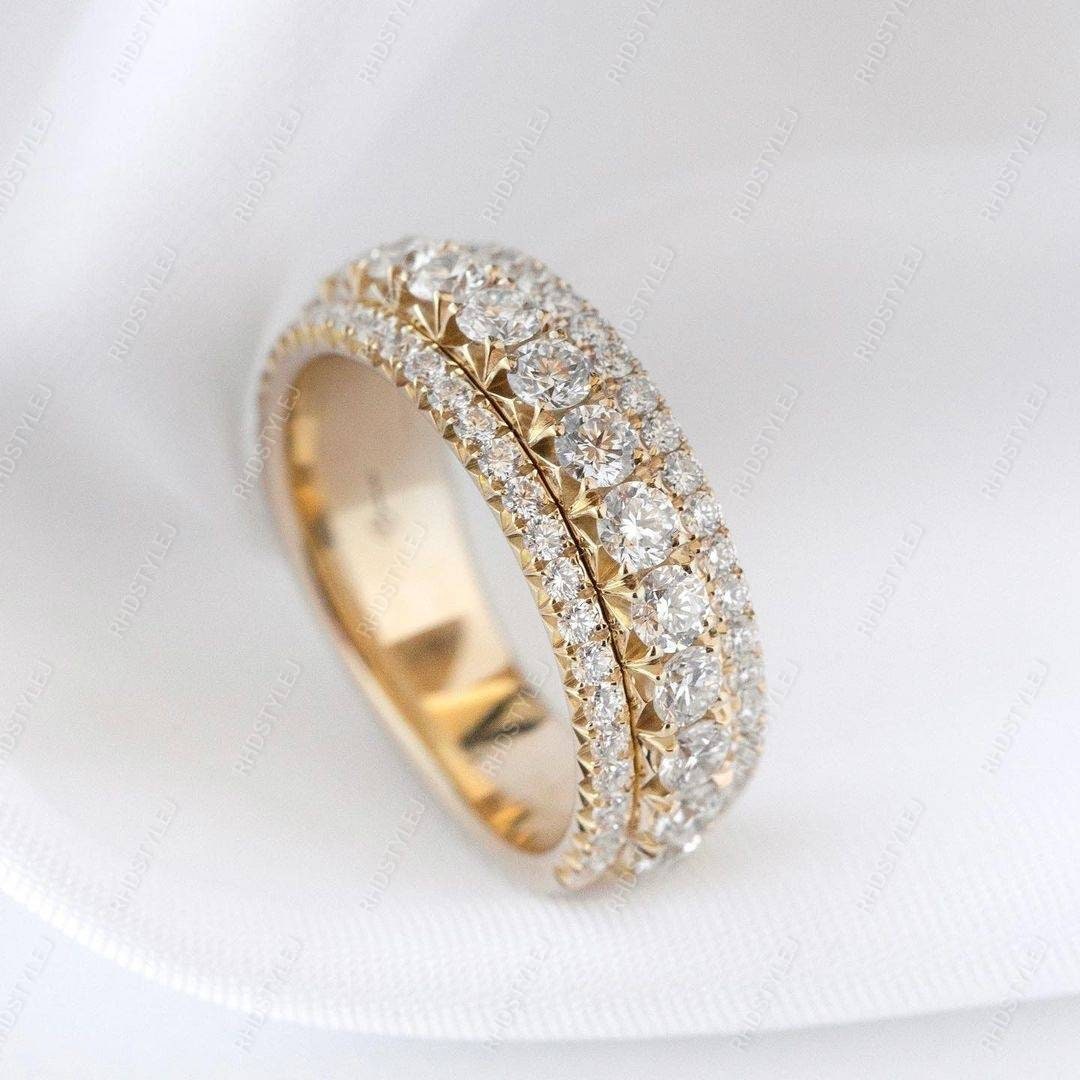 Moissanite Wide Wedding Band Art Deco Moissanite Band Ring - Etsy