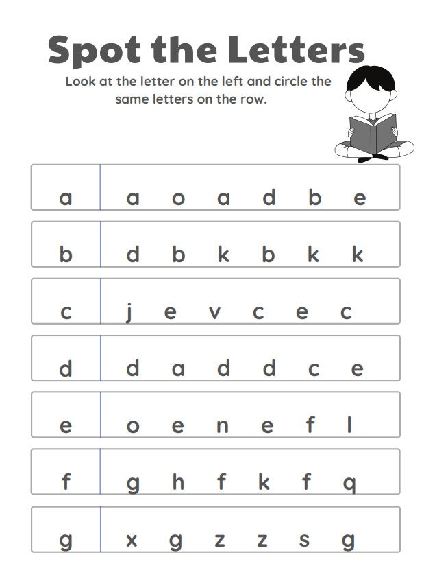 34 Pages of Find the Same Letters Preschool-kdg Phonics. - Etsy Australia