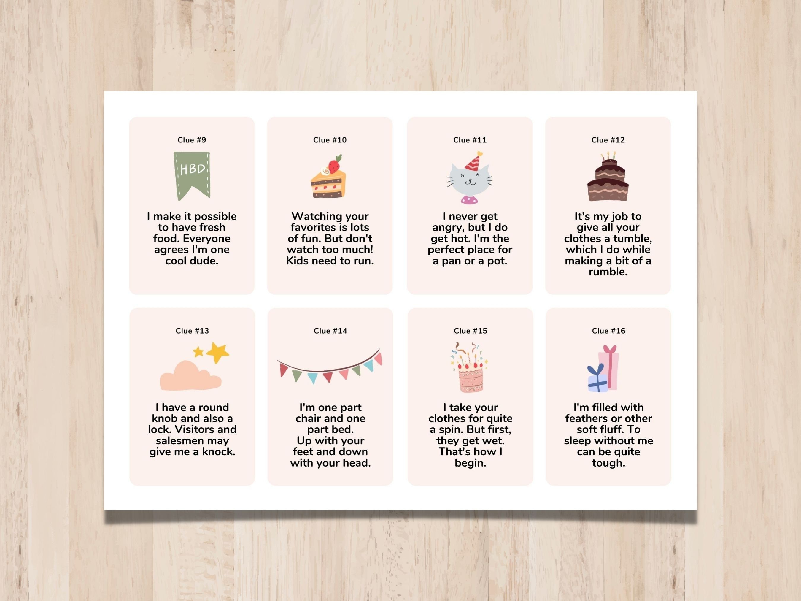 Birthday Scavenger Hunt, Birthday Riddles, Indoor Birthday Treasure ...