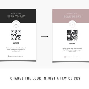QR Code Sign Printable Payment Template. Scan to Pay Sign for - Etsy
